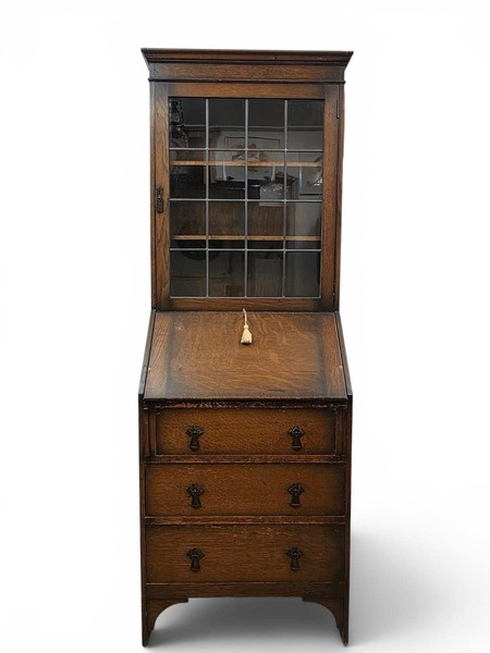 Antique Oak Bureau Bookcase By C.W.S. / C1920 | Vinterior