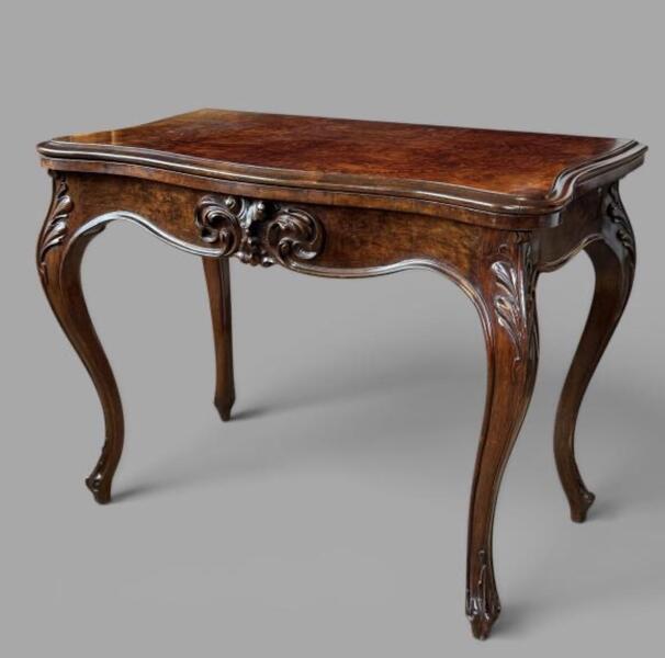 Victorian Burr Walnut Card Table H 283 | Vinterior