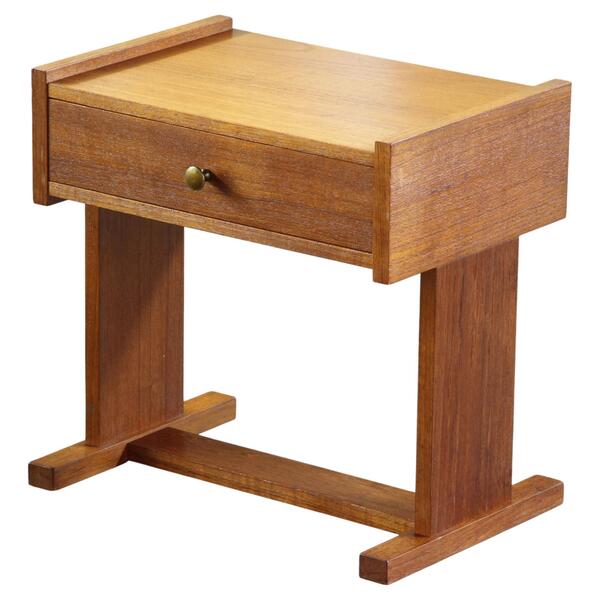 Danish Mid Century Teak Bedside Table Nightstand, 1960s | Vinterior