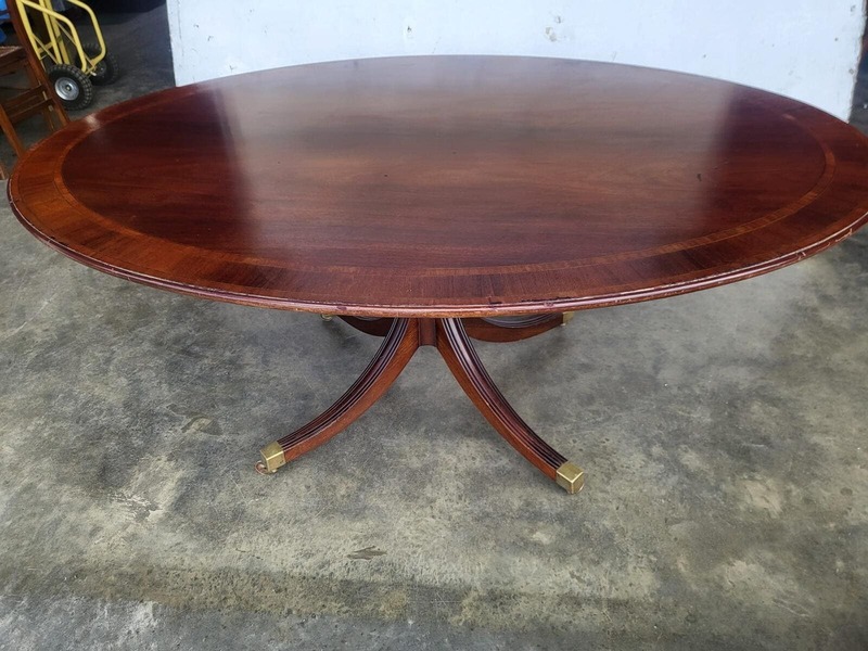 Antique Repro Large Oval Tilt Top Pedestal Dining Table Seat 6 | Vinterior