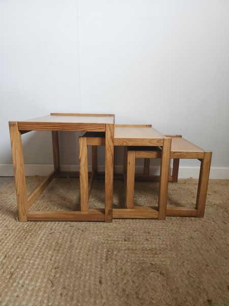 Retro Nest Of Coffee Tables Mid Century Pine 1970s Drevounia Vintage ...