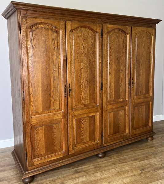 Wardrobe Vintage French Style Oak Four Door Carved Armoire Cabinet Lot ...