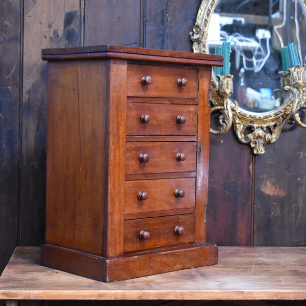 Antique Mahogany Apprentice Table Top Cabinet Wellington Chest Bank Of ...