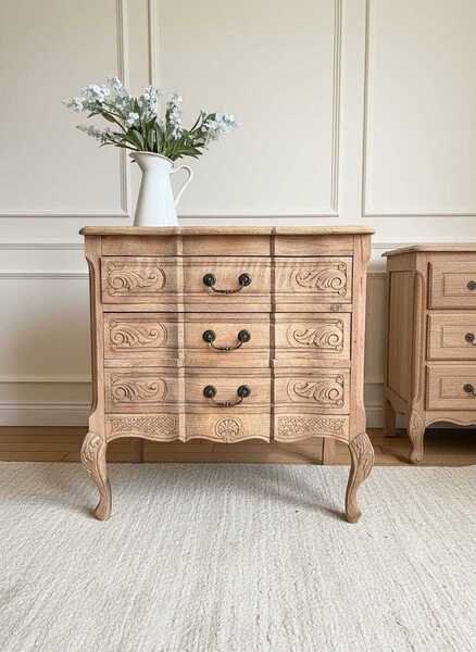 French Louis XV Style Sandblasted Chest Of Drawers (1950s) | Vinterior