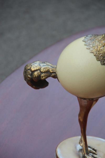 Golden Brass Ostrich Franco Lagini Italian Design Egg, 1970 Vermeil ...
