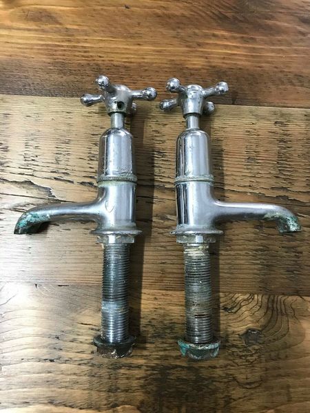 1950s Pair Of Sanitor Brass Bath Wash Basin Taps Antique Architectural Vinterior