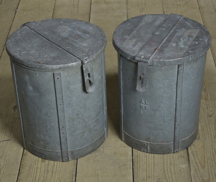 Pair Rivetted Zinc Bins | Vinterior