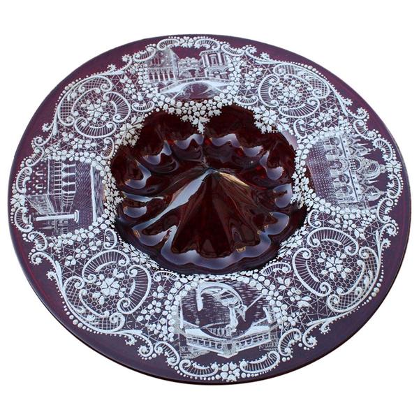 Red Rubin Murano Glass Decorative Bowl Style Of Zecchin Cappellin 1920s ...
