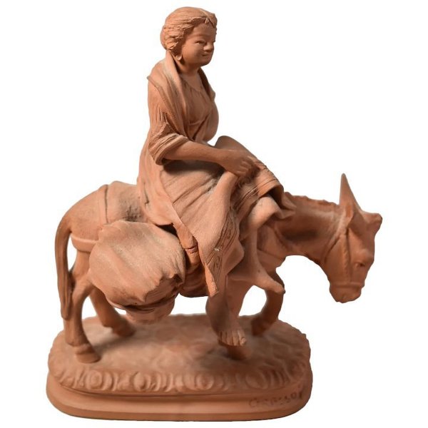 Terracotta Maiden Riding Laden Donkey Italian Figurine | Vinterior