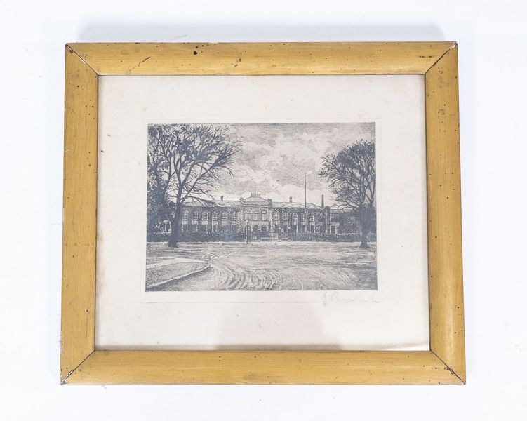 Black And White Drawing With Gilded Frame. | Vinterior