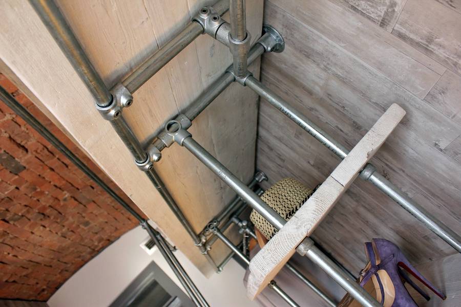 Samantha White Washed Reclaimed Scaffolding Board And Galvanised Steel ...
