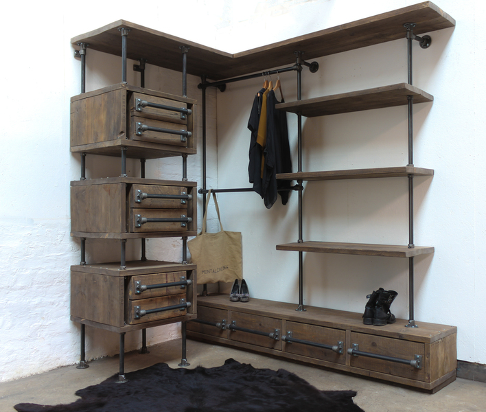 Stefan Reclaimed Scaffolding And Steel Pipe Industrial Open Wardrobe ...