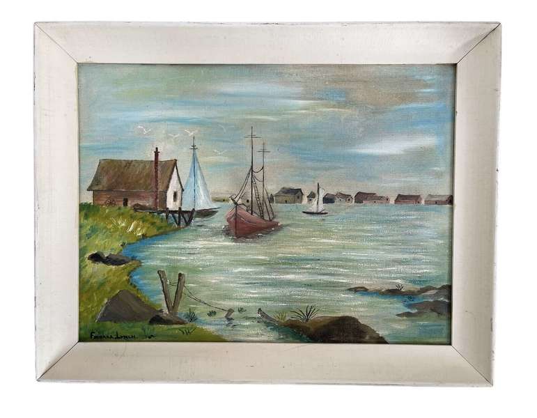 Original Oil Painting By Finbarr Lynch 1969 Scandinavian Coast | Vinterior