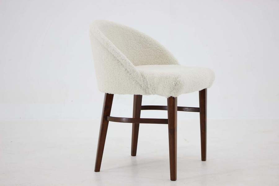 1960s Design Beech Chair In Sheepskin Fabric, Denmark | Vinterior