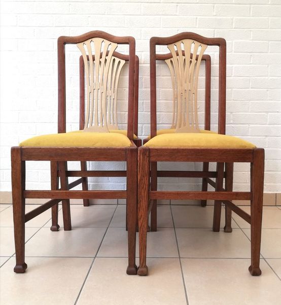 Set Of Four Oak Refurbished Dining Chairs | Vinterior
