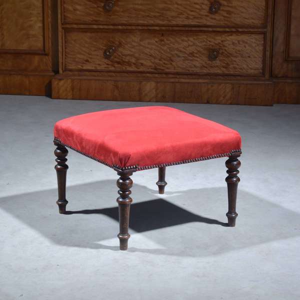 Square Upholstered Stool, 1800s | Vinterior