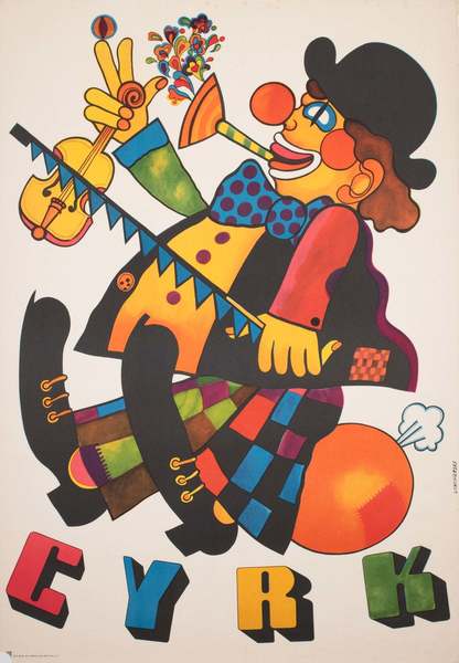 Cyrk One Man Band Clown R1976 Polish Circus Poster, Stachurski | Vinterior
