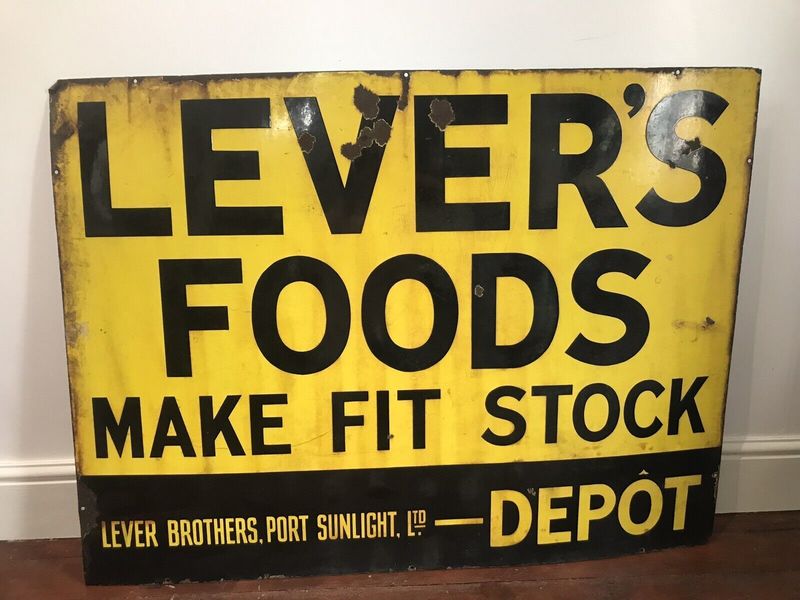Large Antique Lever Foods Port Sunlight Yellow Vitreous Enamel ...