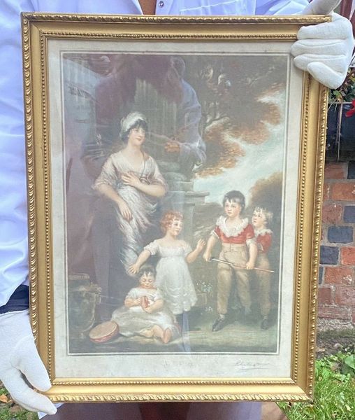 Period Mezzotint Depicting Lady Lambton And Family After John Hoppner ...