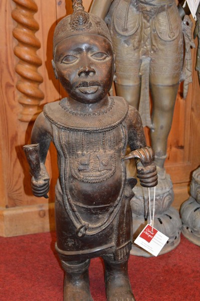 Large (77cm) African Benin Bronze Standing Warrior Statue, C1950 ...