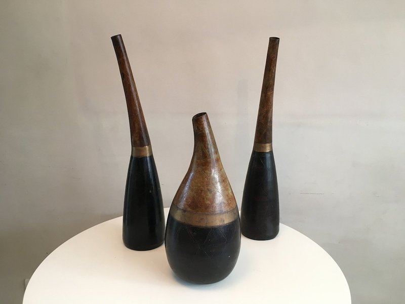 Set Of Three Metal Water Drop Vase Vessels | Vinterior