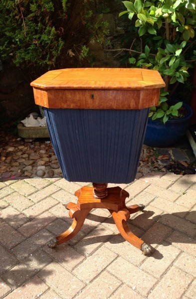 Regency Satinwood Pedestal Work Table | Vinterior