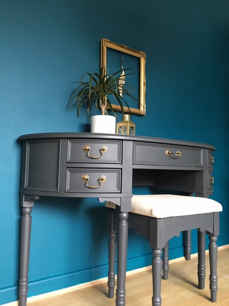 Professionally Painted Stunning Dark Grey Laura Ashly Dressing Table Only Laura Ashley Vinterior