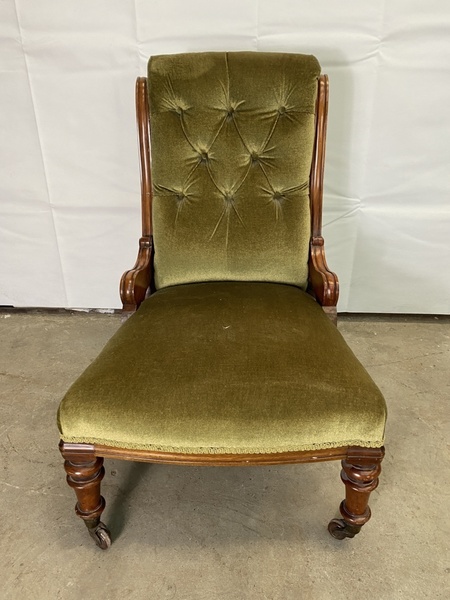 Antique Edwardian Walnut Button Back Upholstered Armchair Seat, C 1910 ...