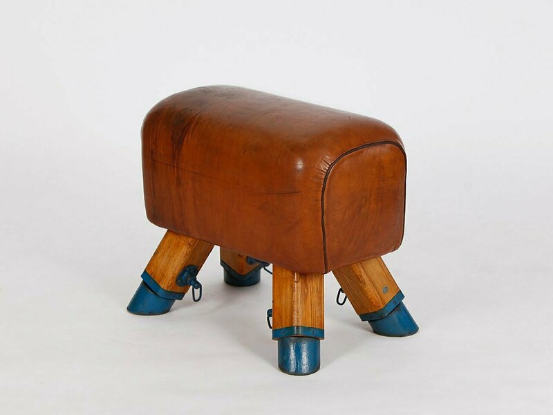 Vintage Leather Pommel Horse Or Stool, 1950s | Drukov | Vinterior