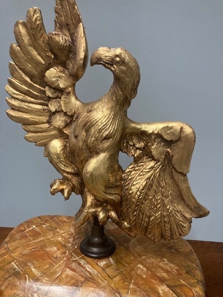 Ancient Eagle Sculpture In Gilded Wood From The 1600s On A Marbled Base ...